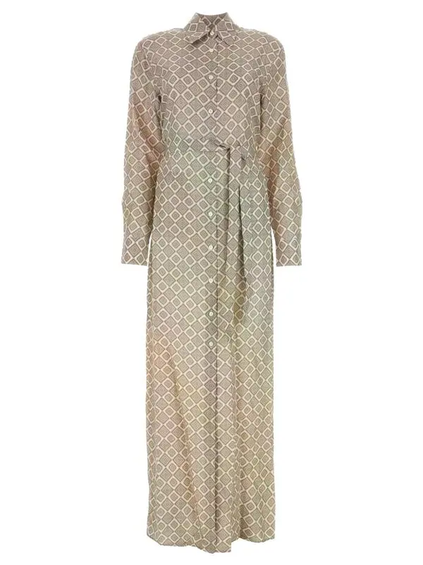 Prada Geometric-print Maxi Shirt Dress - Neutrals