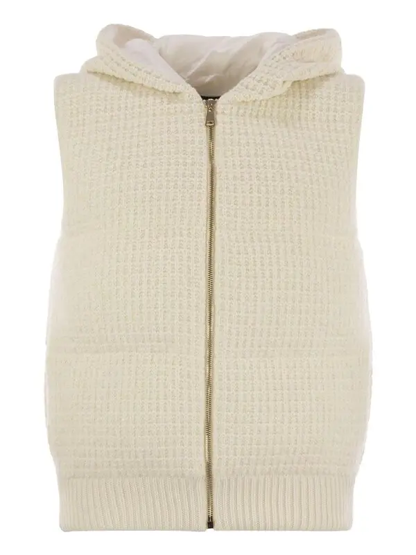 Fabiana Filippi Knitted Hooded Vest - White