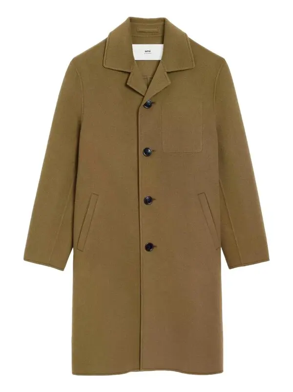 Ami Wool Belted Overcoat - Green