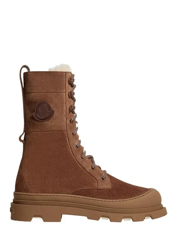 Moncler Vera High Suede & Shearling Lace-up Boots - Brown