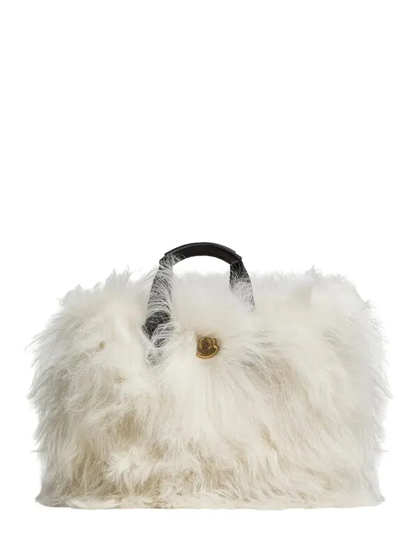 Moncler Micro Caradoc Shearling Tote - White