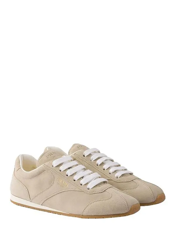 Prada Suede Lace-up Sneakers - Grey