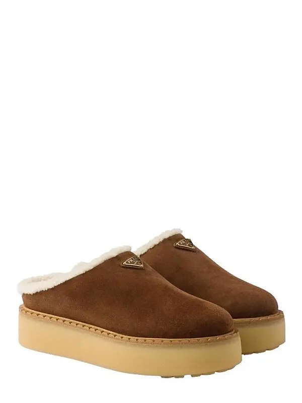 Prada Suede Slippers - Brown