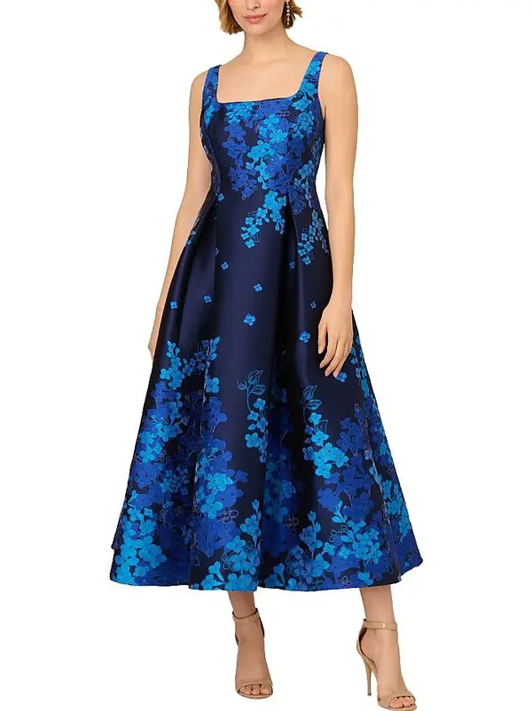Adrianna Papell Jacquard Dress - Blue Multi