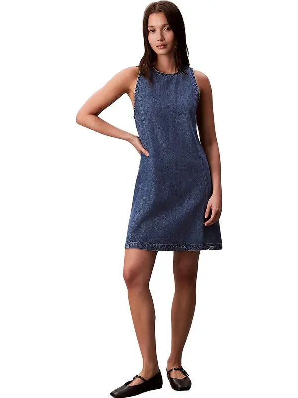 Calvin Klein Denim Mini Shift Dress - Arctic Blue