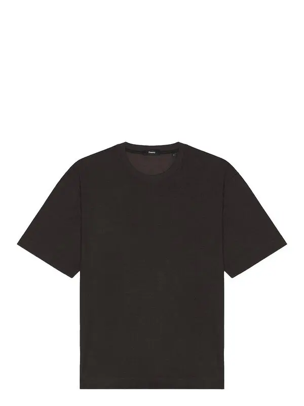 Theory Relaxed Soft Terry Tee In Black - Warm Carbon