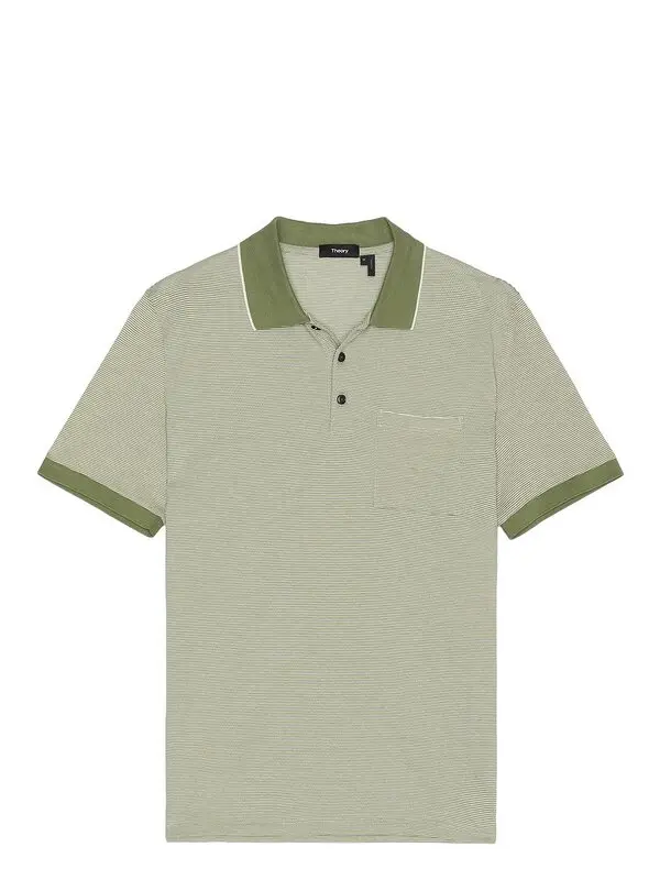 Theory Birdseye Polo In Green - Green Multi