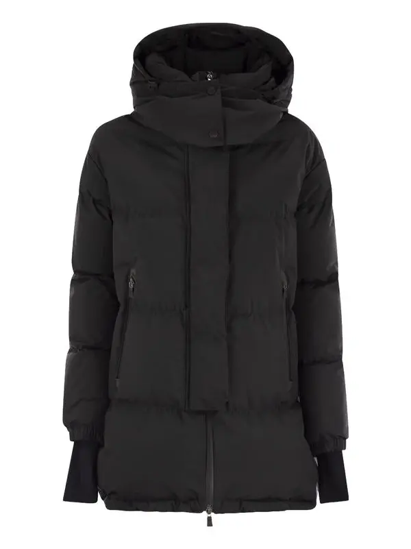 Herno Medium 2-layer Hooded Down Jacket - Black