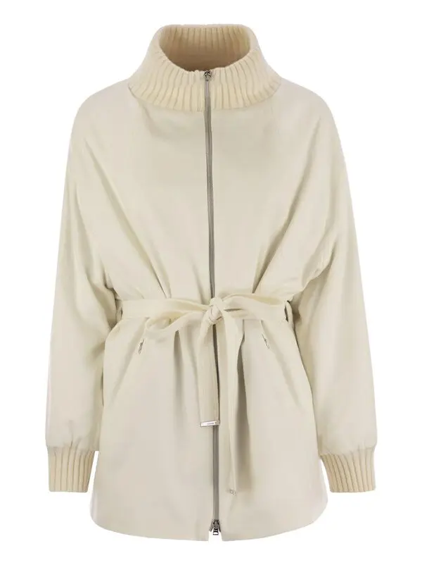 Herno Silk And Cashmere Belted Jacket - Light Beige