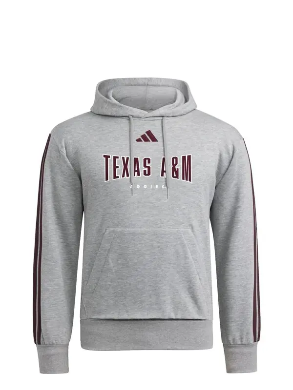 Adidas Texas A&m Aggies 3-stripes Fleece Hoodie - Medium Grey Heather / Team Maroon / Ncaa-tam-7t7