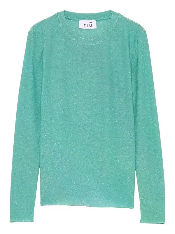 NIU Glitter Round Neck Top - Green