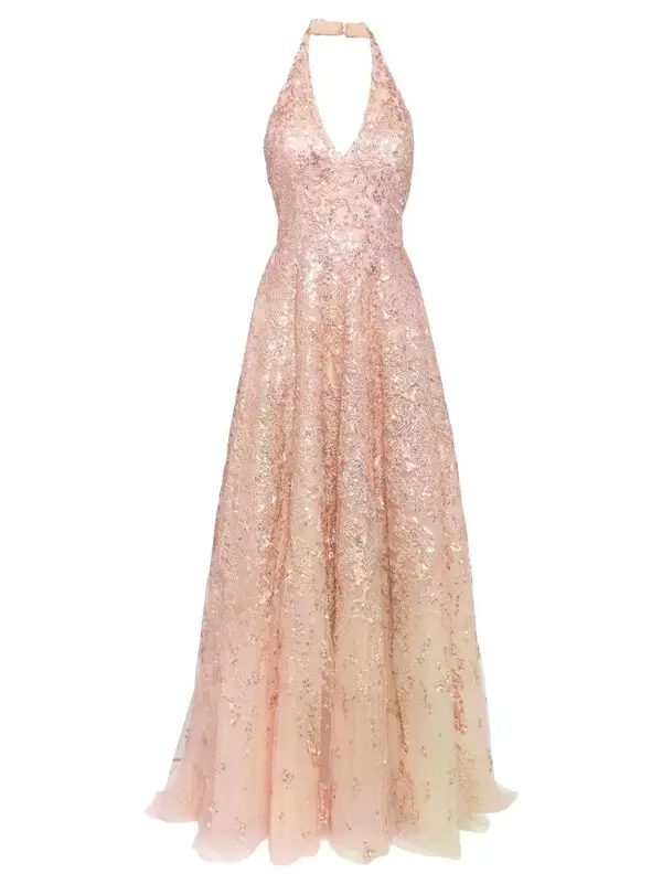 SAIID KOBEISY Embroidered Maxi Dress - Pink