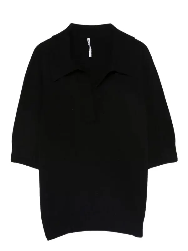 Liviana Conti V-neck Three-quarter-sleeve Jersey Top - Black