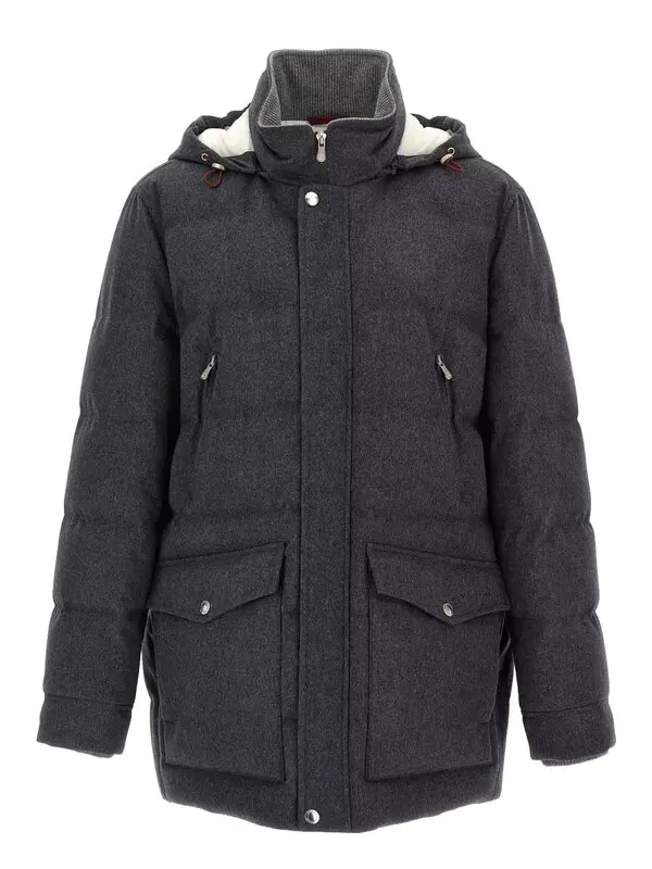Brunello Cucinelli Quilted Wool Coat - Grey