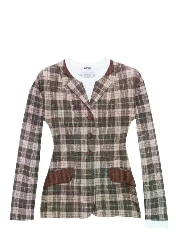 Moschino Checked Cotton T-shirt - Brown