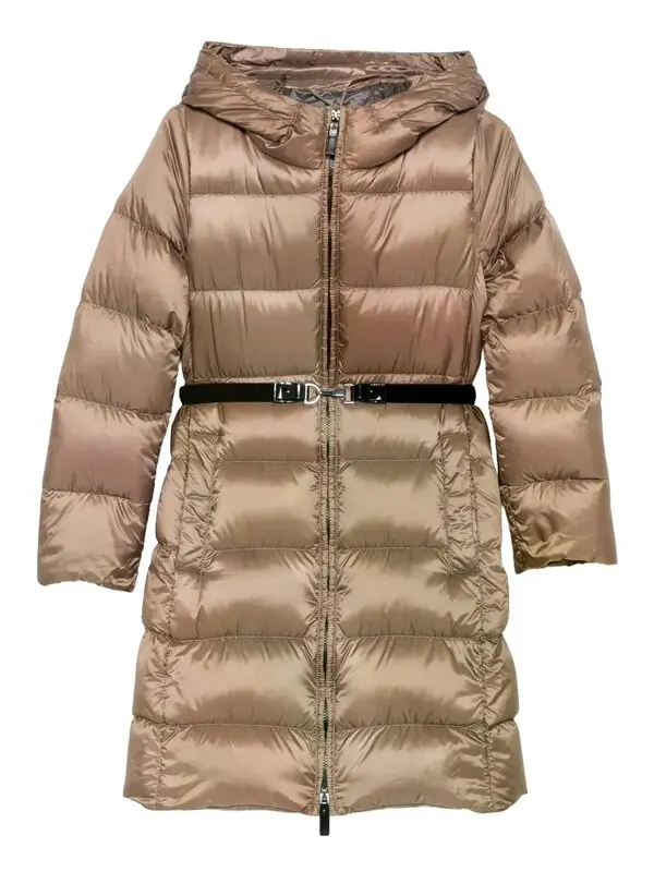 Max Mara Quilted Hooded Belted Coat - Brown