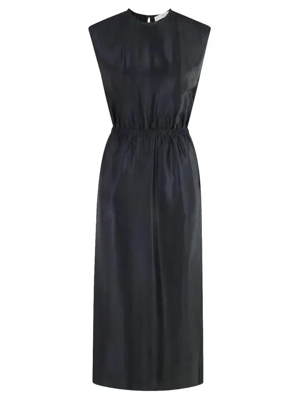 TELA Pinstripe Shoulder-padded Dress - Blue
