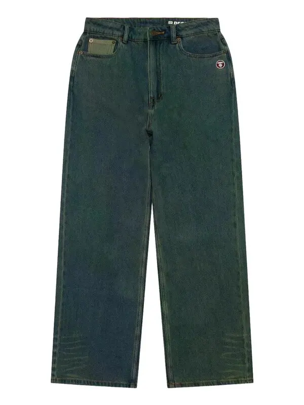 A BATHING APE Embroidered-pocket Jeans - Blue