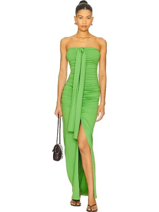 Susana Monaco Center Gathered Tie With Slit Dress - Forest
