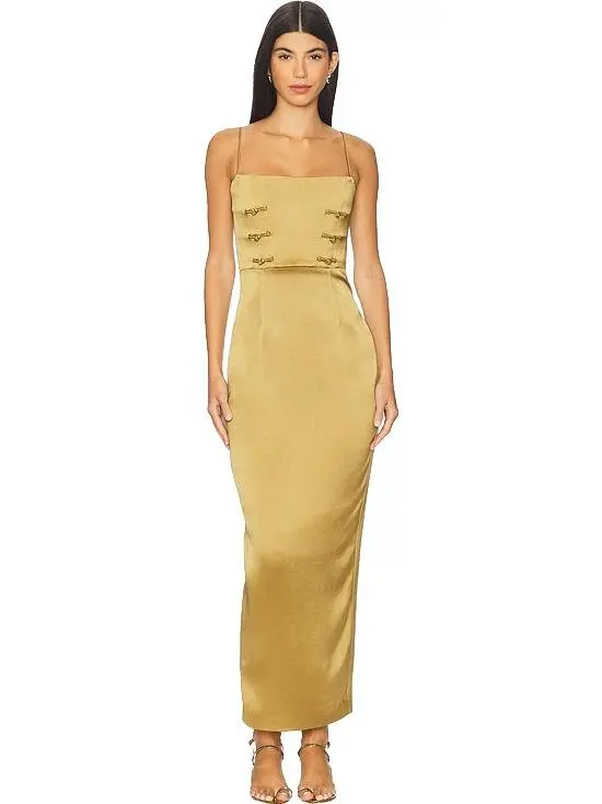 SAU LEE Taylor Dress - Golden Olive