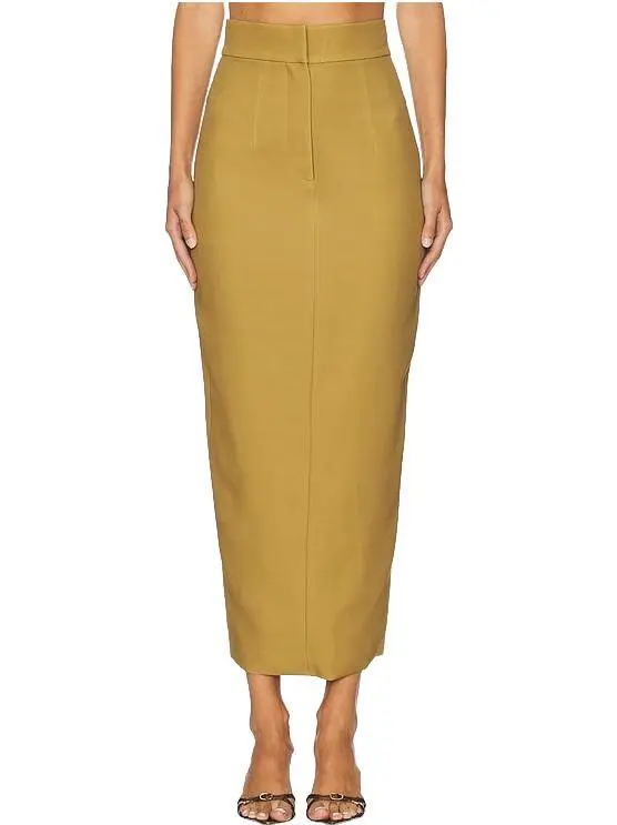 SAU LEE Niki Crepe Skirt - Golden Olive