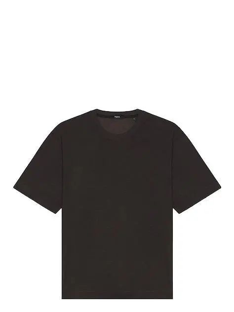 Theory Relaxed Soft Terry Tee In Black - Warm Carbon