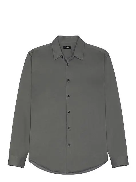 Theory Sylvain Long Sleeve Shirt In Grey - Carbon