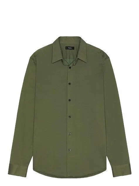 Theory Sylvain Structure Knit Shirt In Green - Orchard