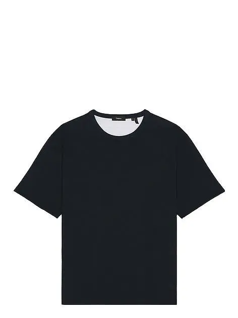 Theory Double Layered Tee In Blue - Baltic & White