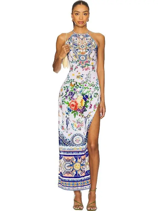 Camilla High Neck Long Dress - Tiles Darls