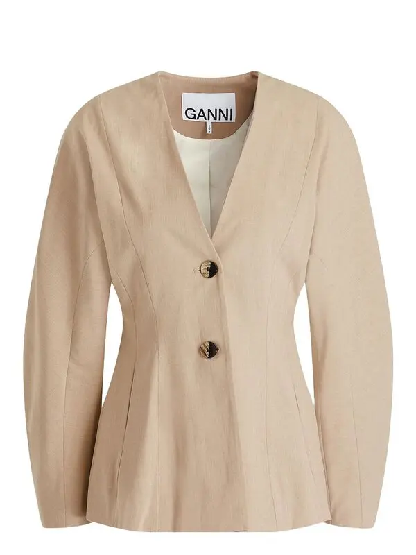 GANNI Woven Jacket - Neutral
