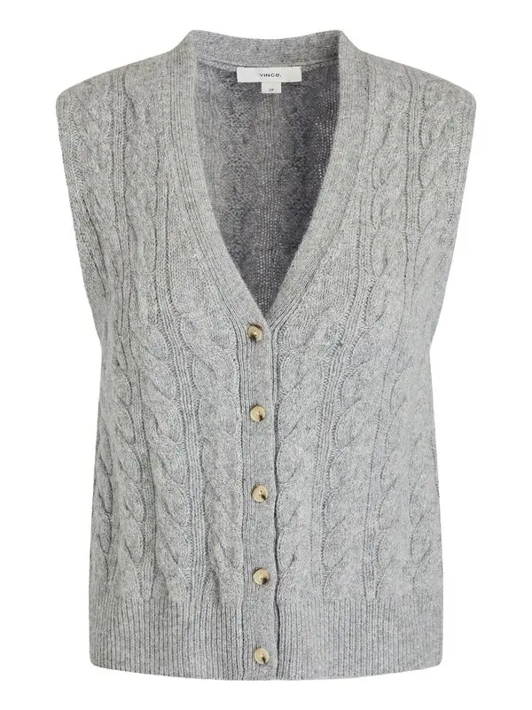 Vince Cable-knit Wool-blend Vest - Gray