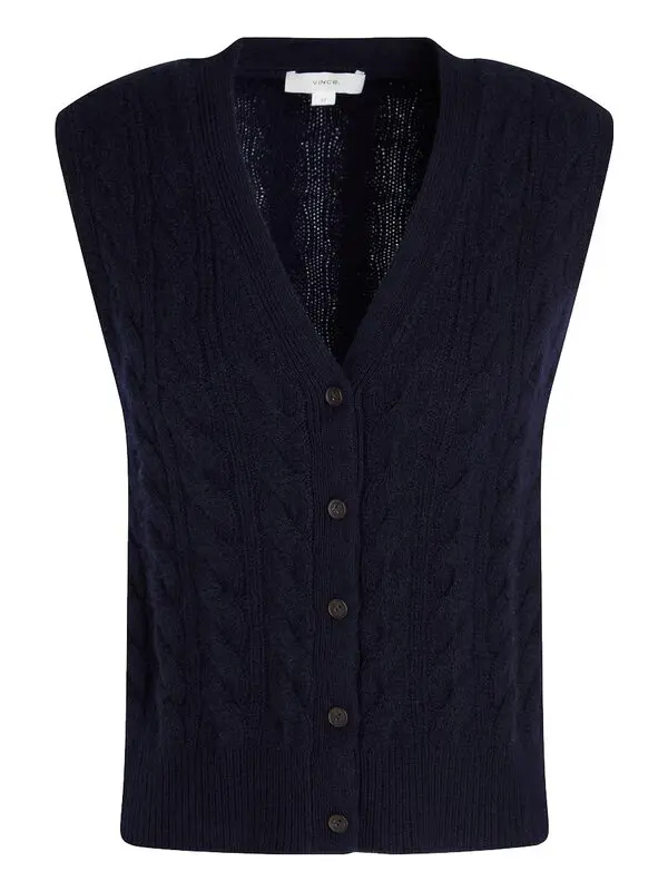 Vince Cable-knit Wool-blend Vest - Midnight Blue