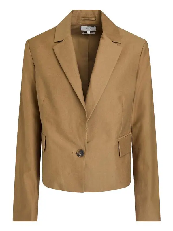 Vince Cotton And Wool-blend Twill Blazer - Camel