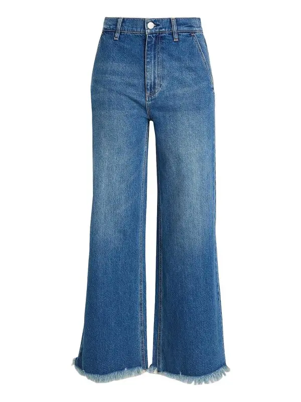 Alice + Olivia Emory Cropped Wide-leg Jeans - Mid Denim