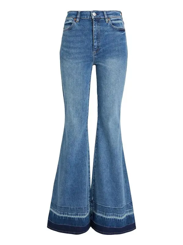 Alice + Olivia Sb Bell High-rise Flared Jeans - Mid Denim