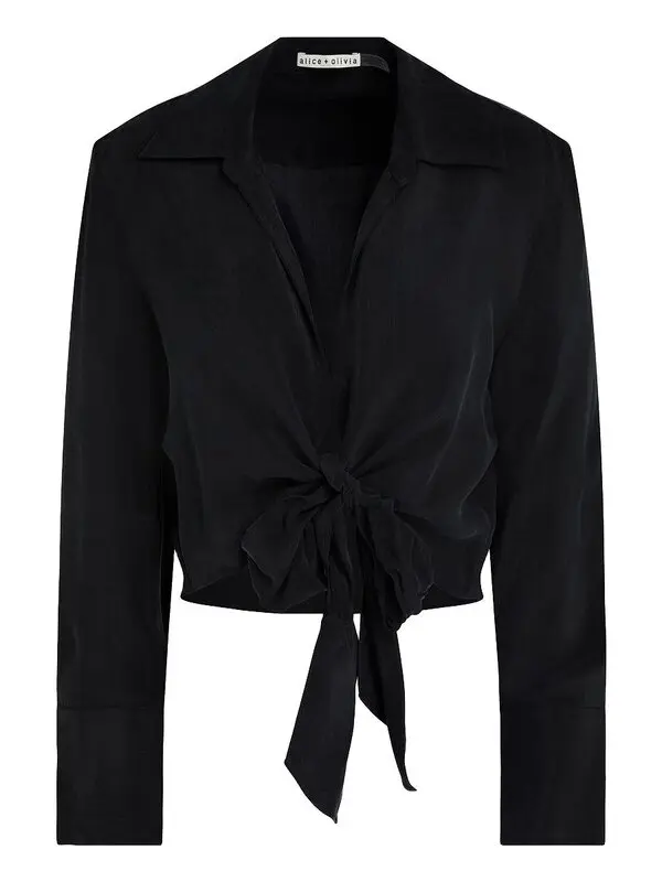 Alice + Olivia Hannon Cupro Shirt - Black