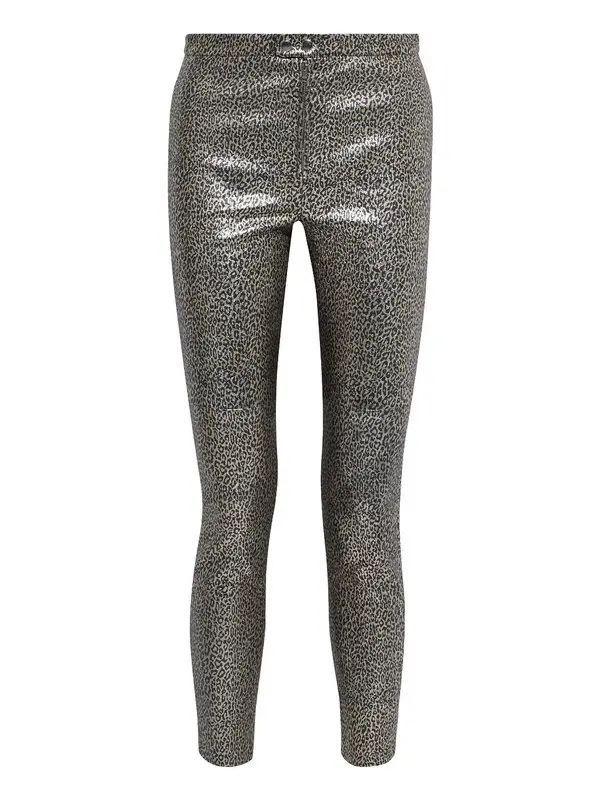 Isabel Marant Etienne Metallic Leopard-print Leather Pants - Silver