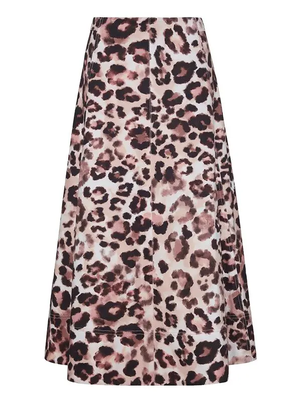Cara Cara Aisha Flared Midi Skirt - Abstract Cheetah Ivory