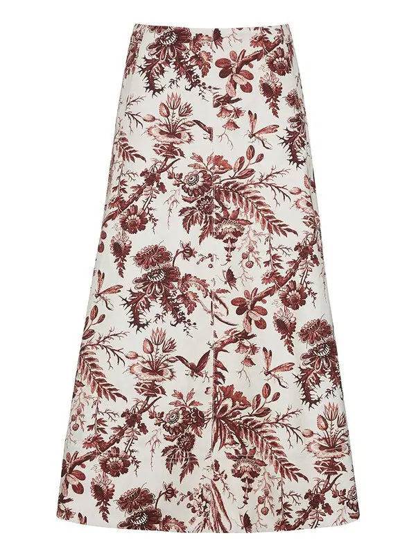 Cara Cara Aisha Printed Cotton Canvas Skirt - Flora Toile Ivory