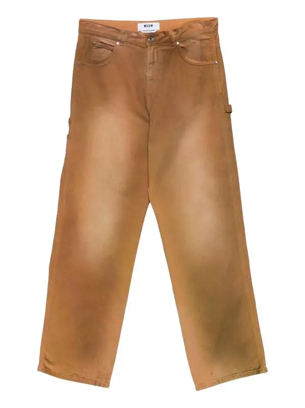 MSGM Faded Cotton Trousers - Brown
