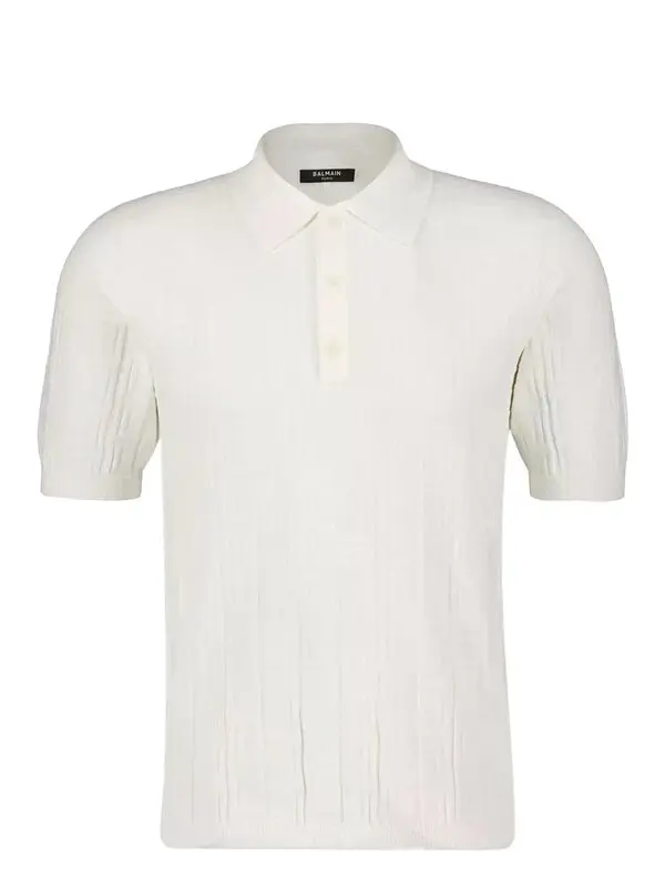 Balmain Textured Knitted Polo Shirt - White
