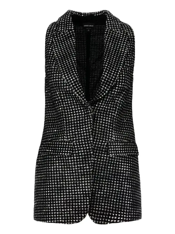 Giorgio Armani Houndstooth Waistcoat - Black