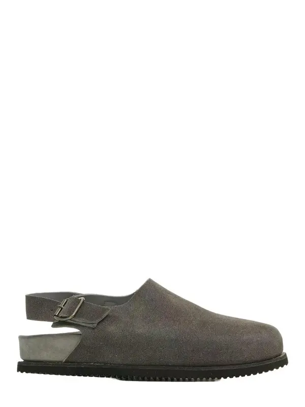 Guidi Buckled Suede Mules - Grey