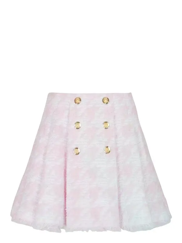 Balmain Button-embellished Tweed Flared Skirt - White