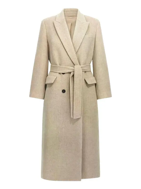 Brunello Cucinelli Belted Peak-lapel Coat - Neutrals