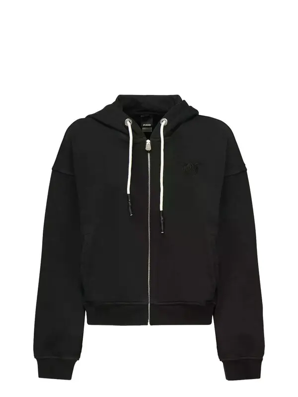 Pinko Embroidered Logo Zip-up Hoodie - Black