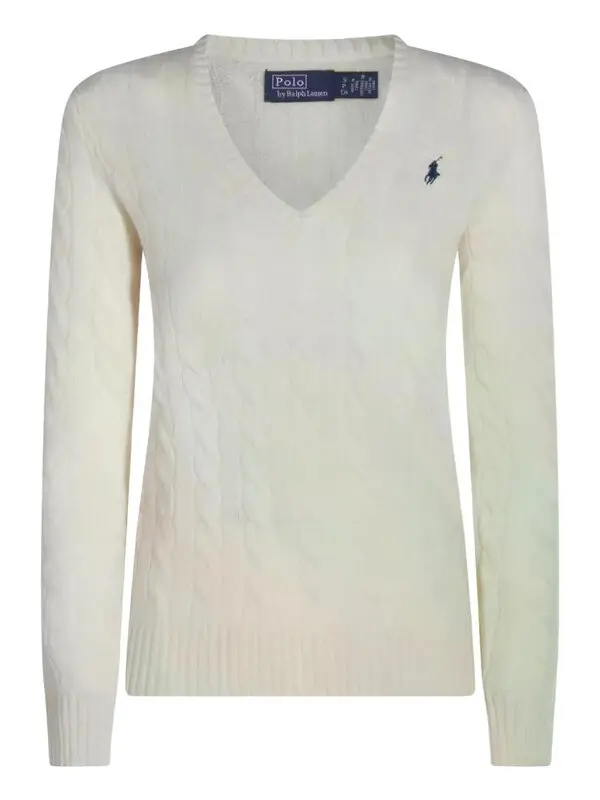 Polo Ralph Lauren Cable-knit V-neck Sweater - White