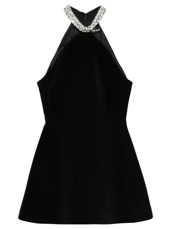David Koma Embellished Halterneck Mini Dress - Black