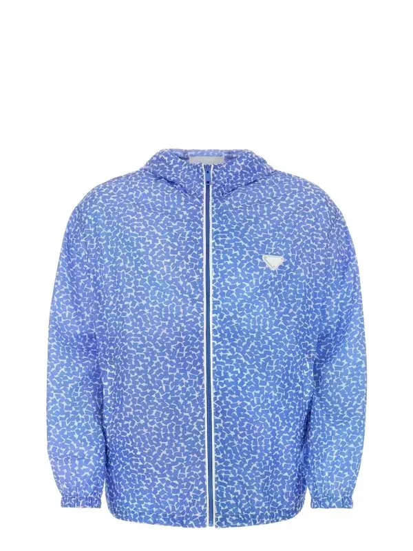 Prada Printed Hooded Windbreaker - Blue